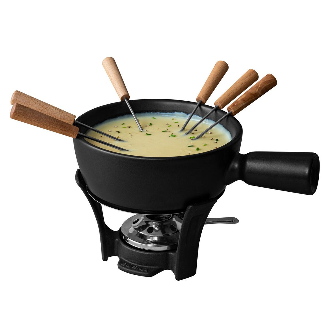 Fondue Set Nero: Elegant Cheese Fondue Set | Ceramic & Cast Iron ...